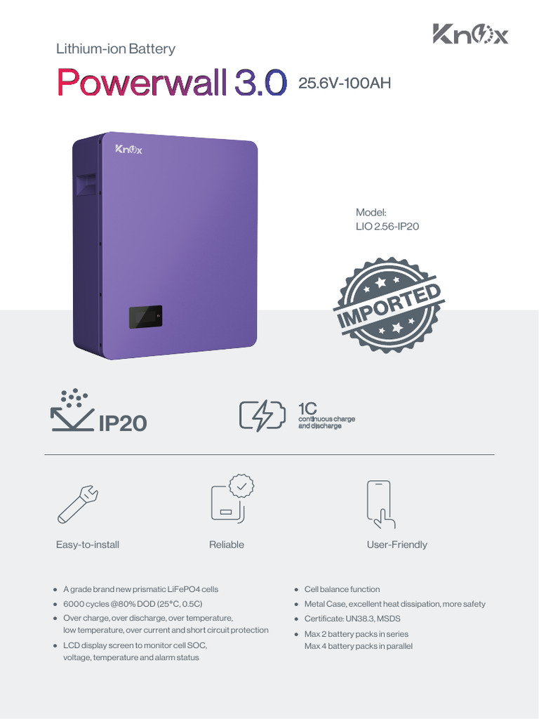 Knox 3.0 Lithium Battery Overview | PDF | Lithium Ion Battery ...