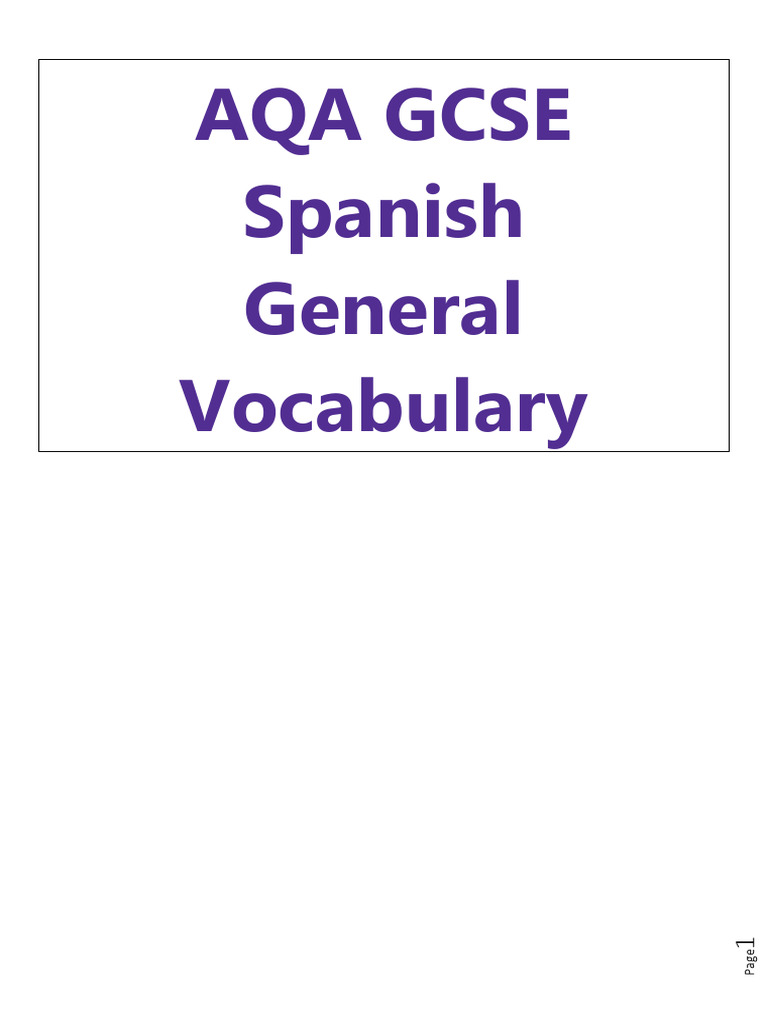 GCSE Spanish Vocabulary Guide | PDF