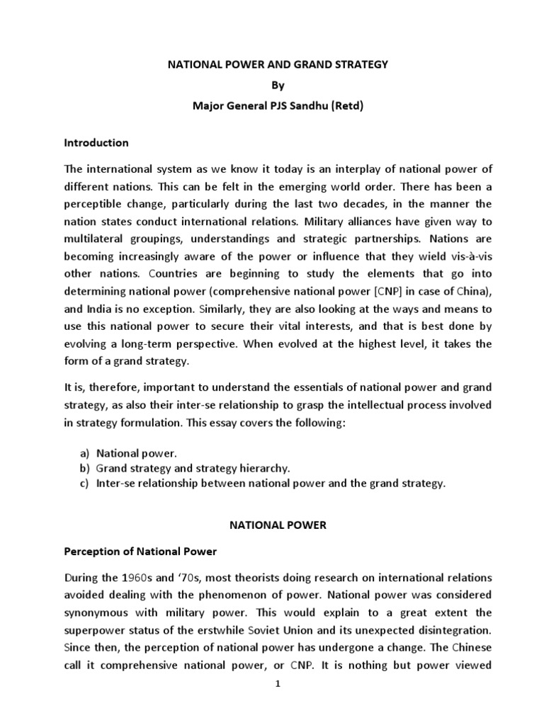 National Power and Grand Strategy Analysis | PDF | Soft Power | Grand ...