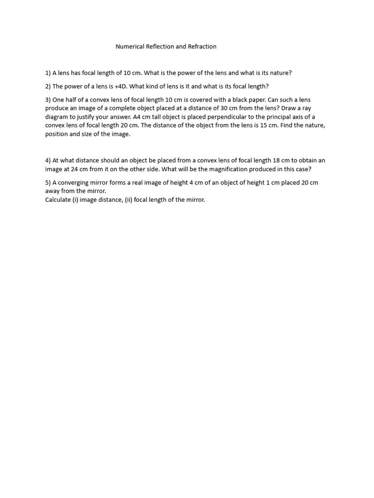 Numerical Reflection and Refraction - HW | PDF