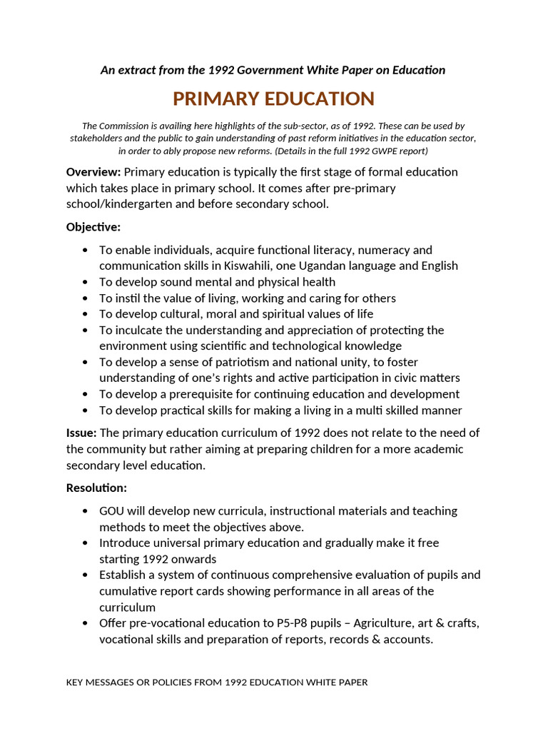 Primary Education Pdf