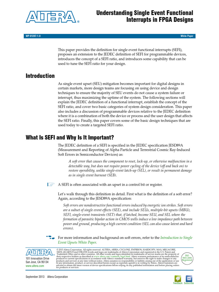 Understanding SEFI in FPGA Designs | PDF | Field Programmable Gate ...