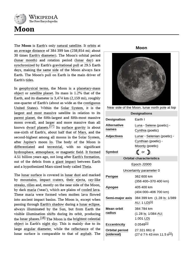 Moon | PDF | Moon | Giant Impact Hypothesis