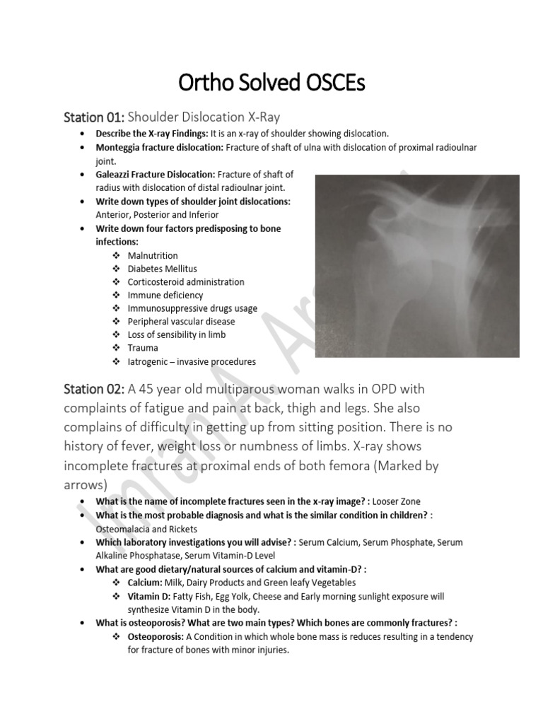 Ortho - Solved OSCEs (Updated) | PDF | Elbow | Neoplasms