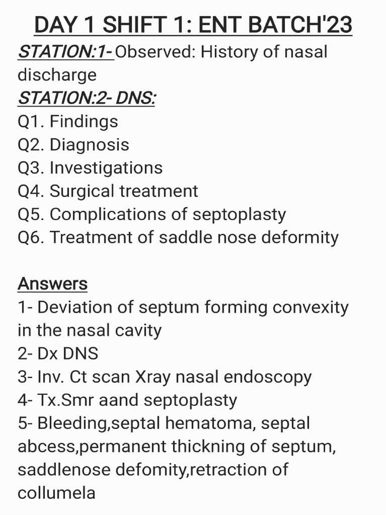 ENT Osce Batch'23 - 220329 - 093907 | PDF