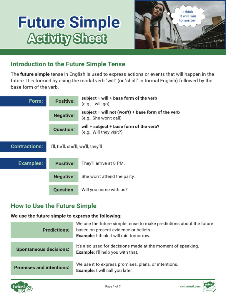 T e 1719847326 Esl Future Simple Activity Sheet Adults A2 Ver 3 | PDF ...