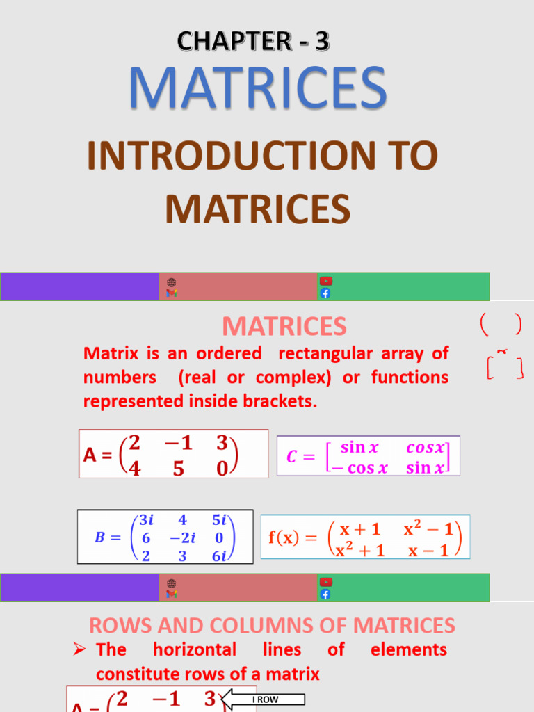 Revised l1+Introduction++Matrices | PDF | Matrix (Mathematics) | Functions And Mappings