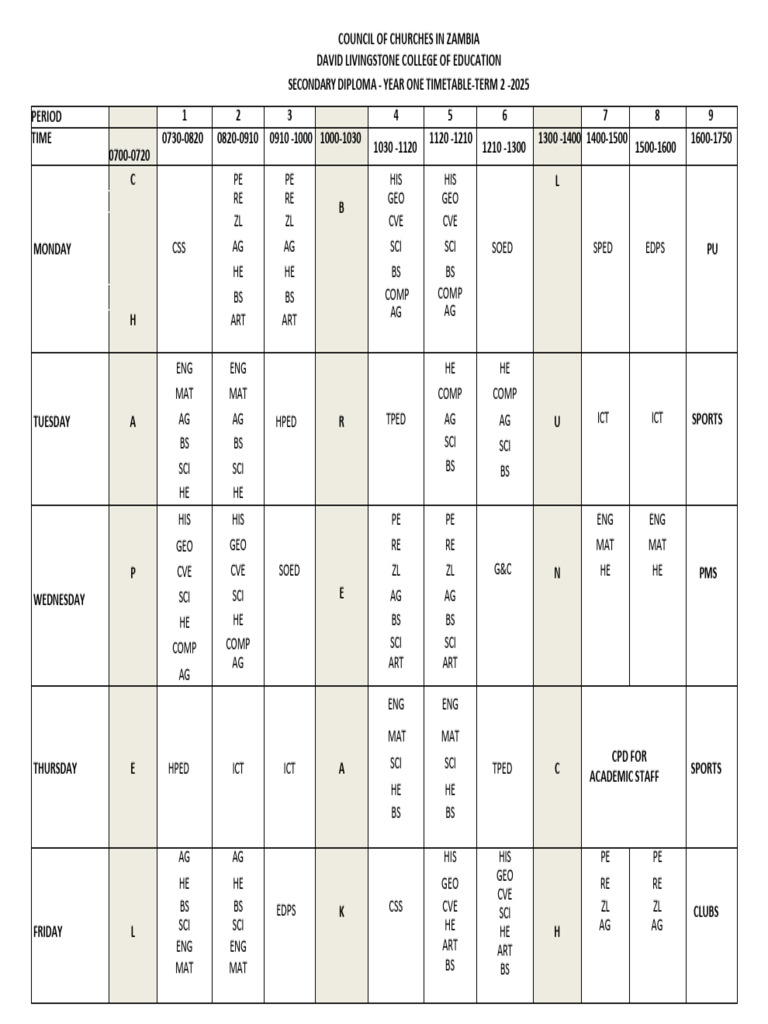 2025 Diploma Timetable-2025 - Term 2) | PDF