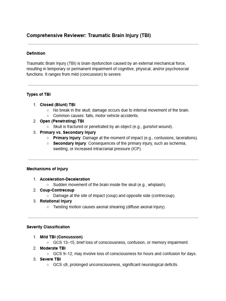 Understanding Traumatic Brain Injury (TBI) | PDF | Traumatic Brain ...