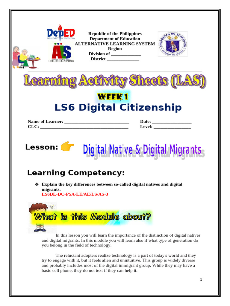 Week1 LS6 LAS Digital Natives | PDF | Human Communication | Computing