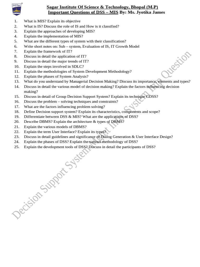 Imp Quest of DSSMIS | PDF