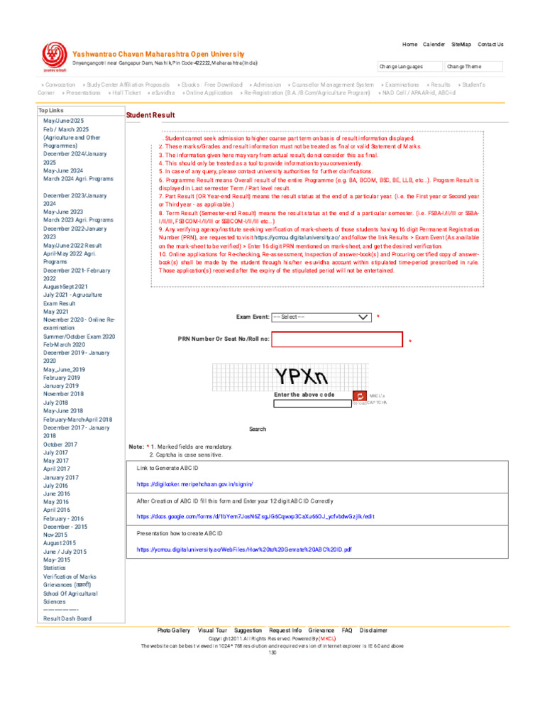 Yashwantrao Chavan Maharashtra Open University | PDF | Titles ...