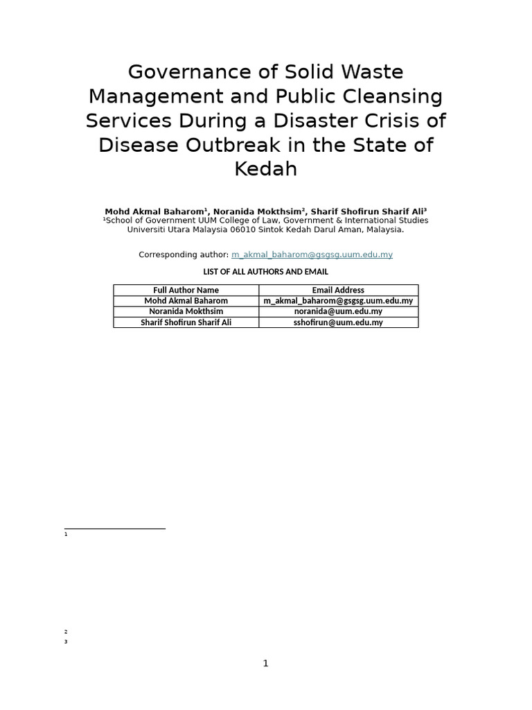Solid Waste Governance in Kedah Crisis | PDF | Waste Management ...