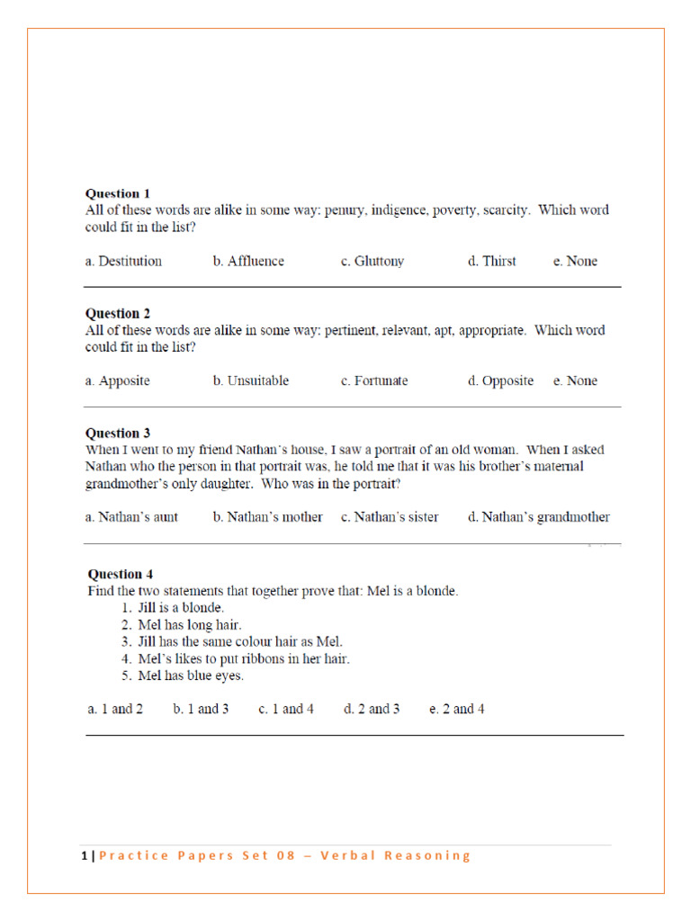 Verbal Reasoning | PDF