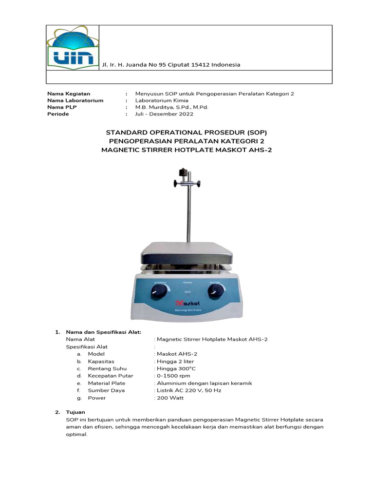 Ganjil - 2022-2023 SOP Untuk Pengoperasian Alat Kategori 2 - Analog Hot ...