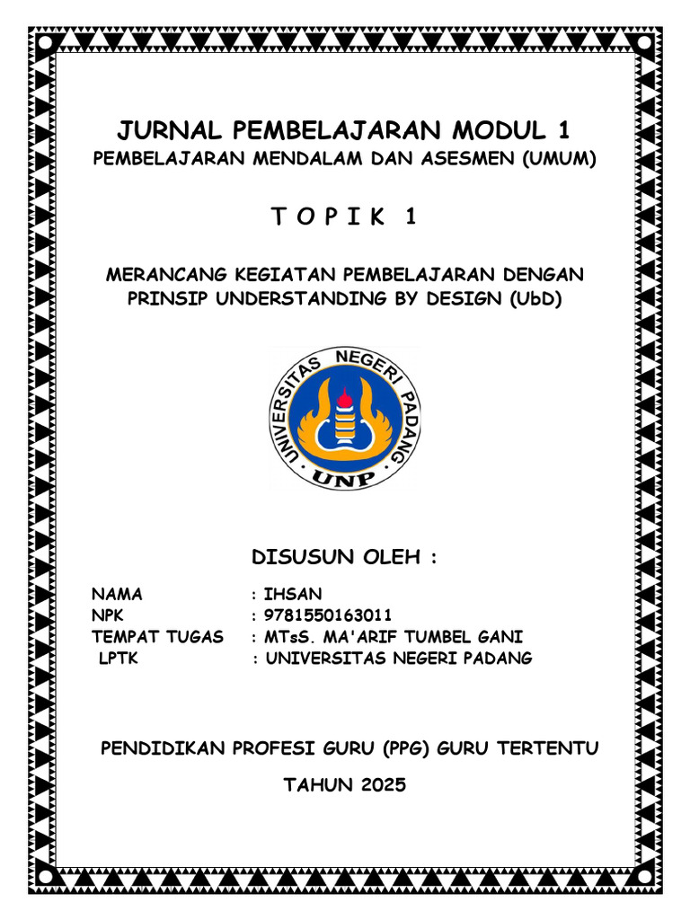 Aksi Nyata Modul 1 Merancang Kegiatan Pembelajaran Prinsip Ubd - Ihsan | PDF