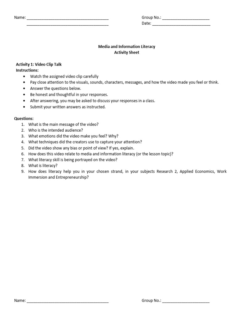 2-MIL ACTIVITY-L02-video Clip Talk-G11 | PDF