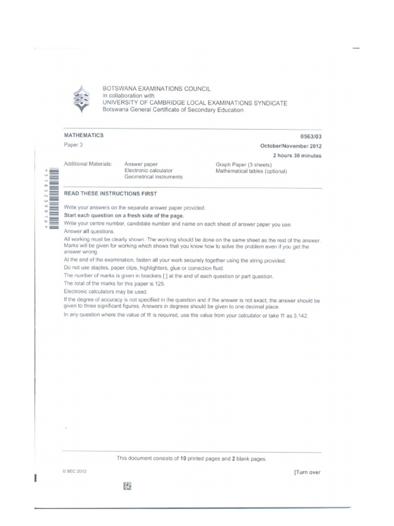 BGCSE Maths pp3 | PDF