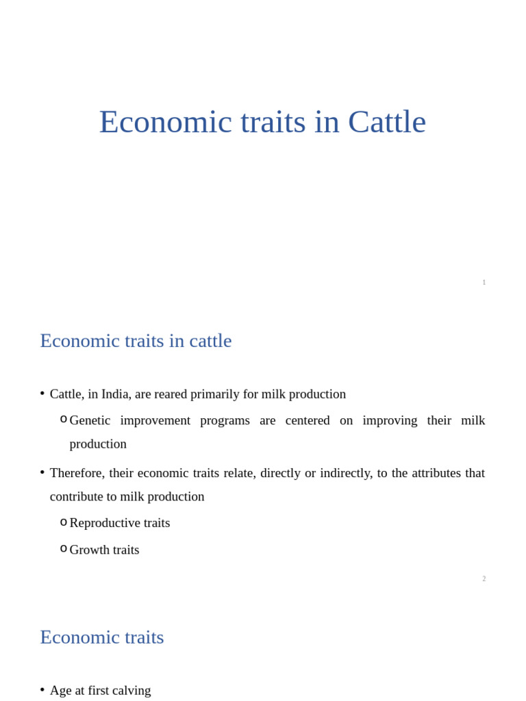 Economic Traits in Cattle and Sheep | PDF | Wool | Sheep
