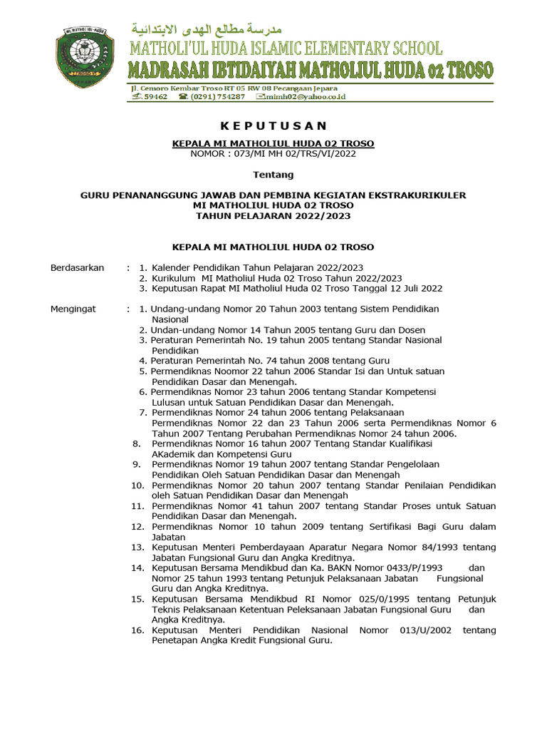 2022 - 2023 SK Pembina Ekskul | PDF