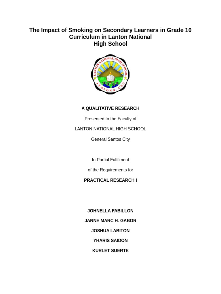 Smoking Effects on Grade 10 Students | PDF | Methodology | Focus Group