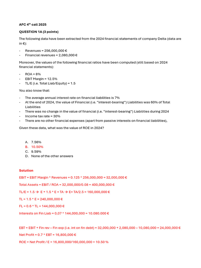 Afc24 Call4 2025 Solutions | PDF | Goodwill (Accounting) | Subscription ...