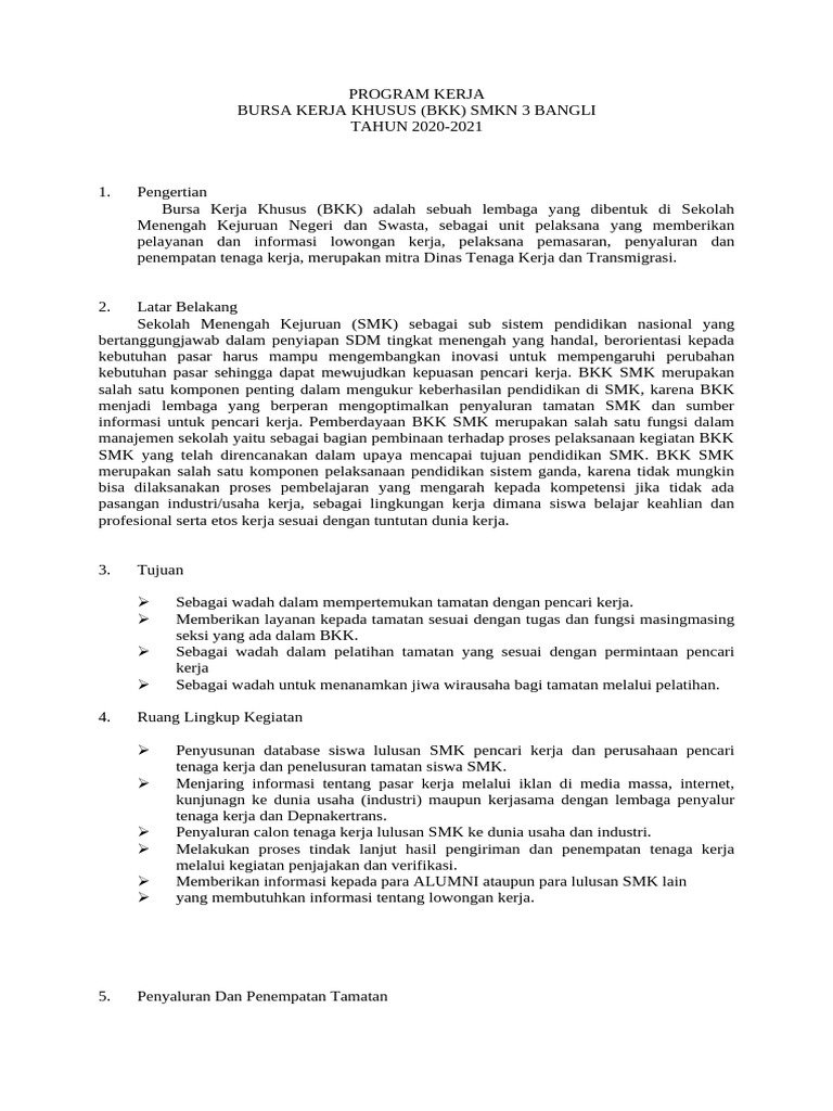 BKK Contoh 2020-2021 | PDF