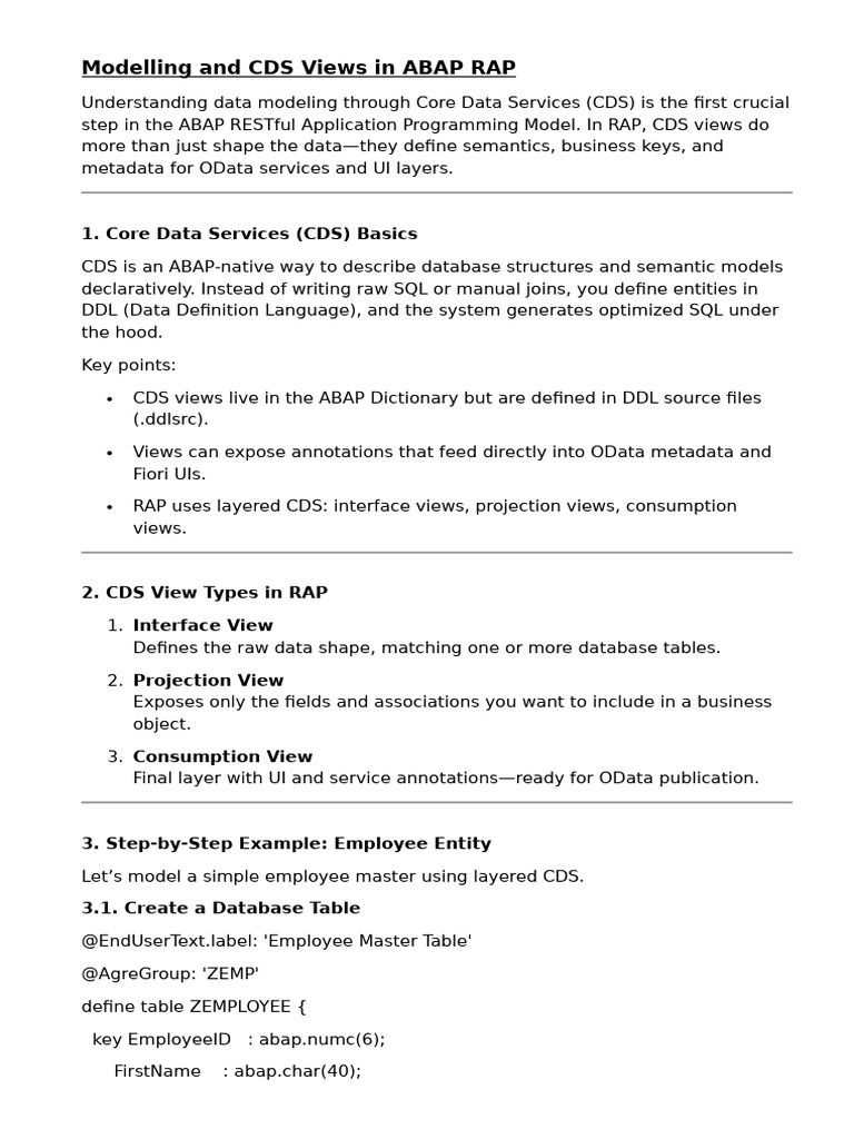 CDS Views in ABAP RAP: A Guide | PDF | Software Development | Computer Data
