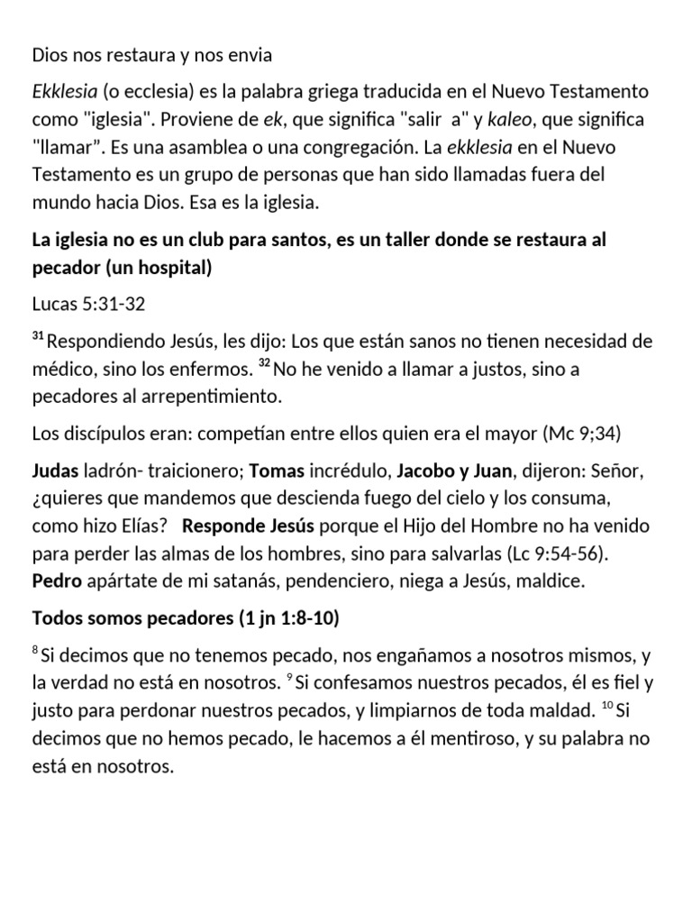 Dios Nos Restaura y Nos Envia | PDF | Creencia y doctrina cristiana ...