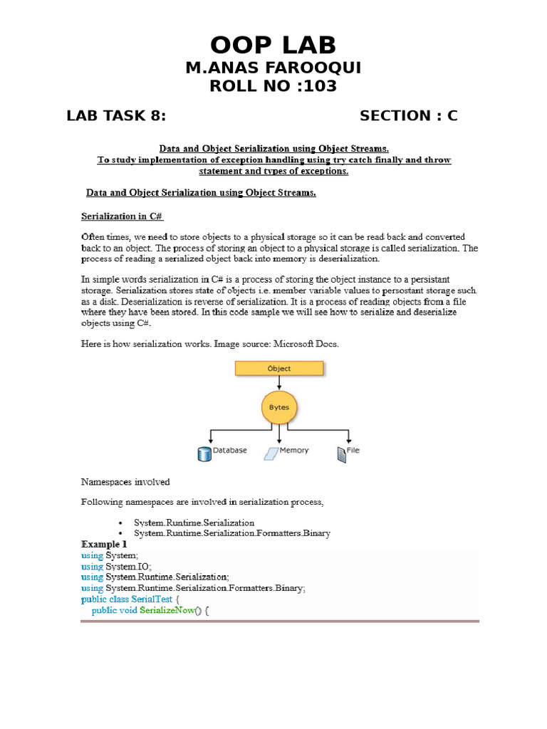 OOP Lab Tasks by M. Anas Farooqui | PDF