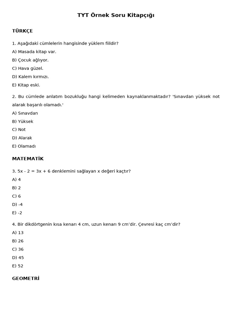 TYT Ornek Soru Kitapcigi Set2 | PDF