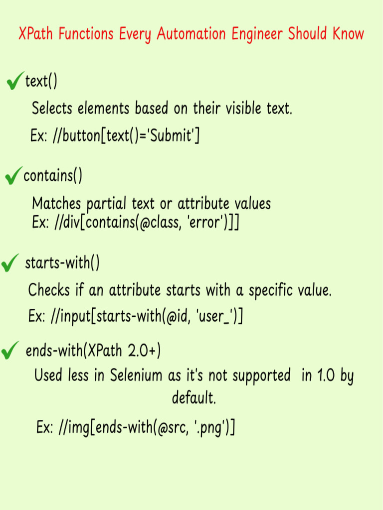 XPath Functions Every Automation Engineer Should Know | PDF | X Path | Html