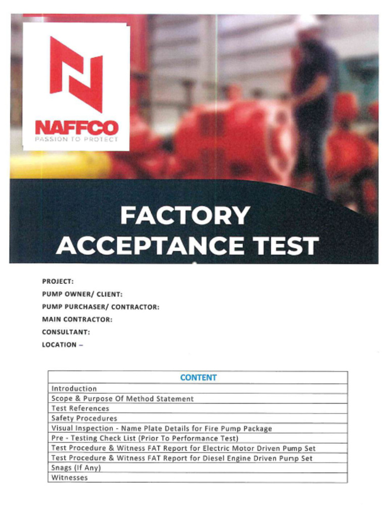 FAT Procedure - Naffco Fire Pump | PDF