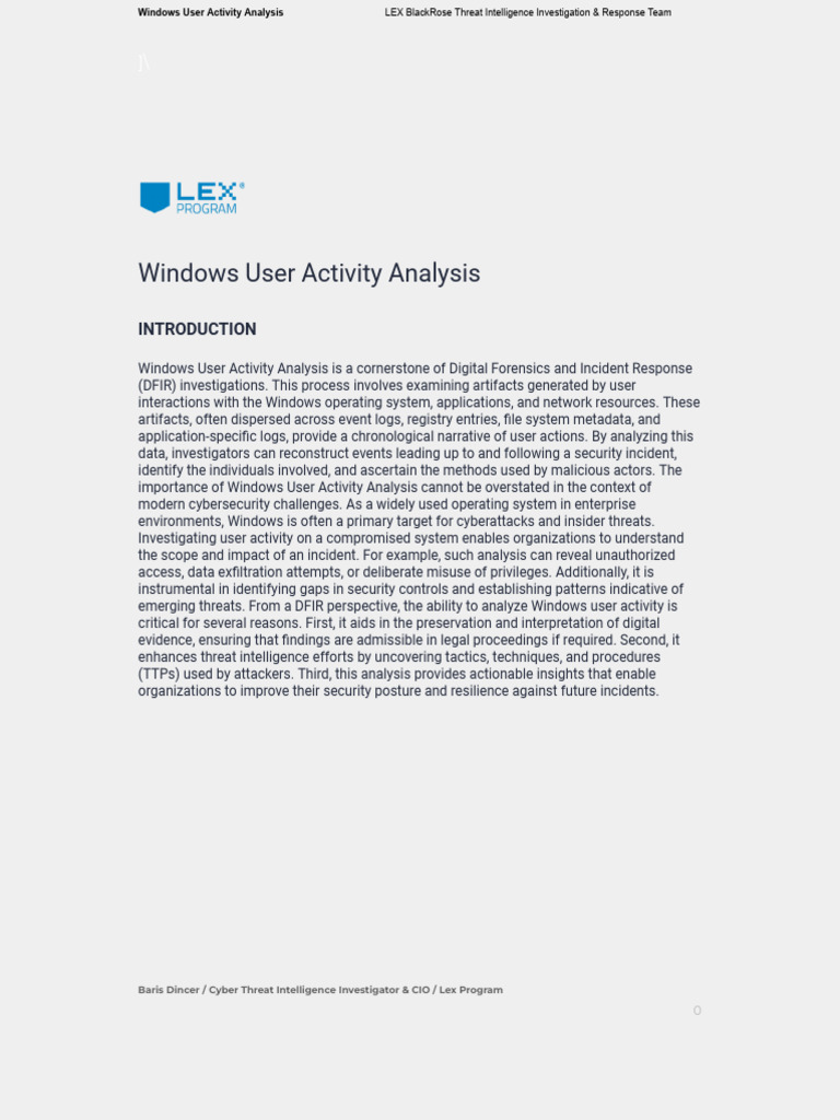 Windows User Activity Analysis | PDF | Windows Registry | Computer Security