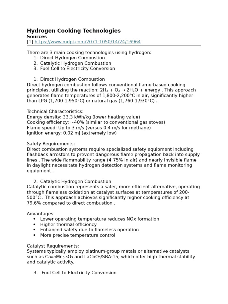 H2 Cooking & Transportation | PDF | Combustion | Catalysis