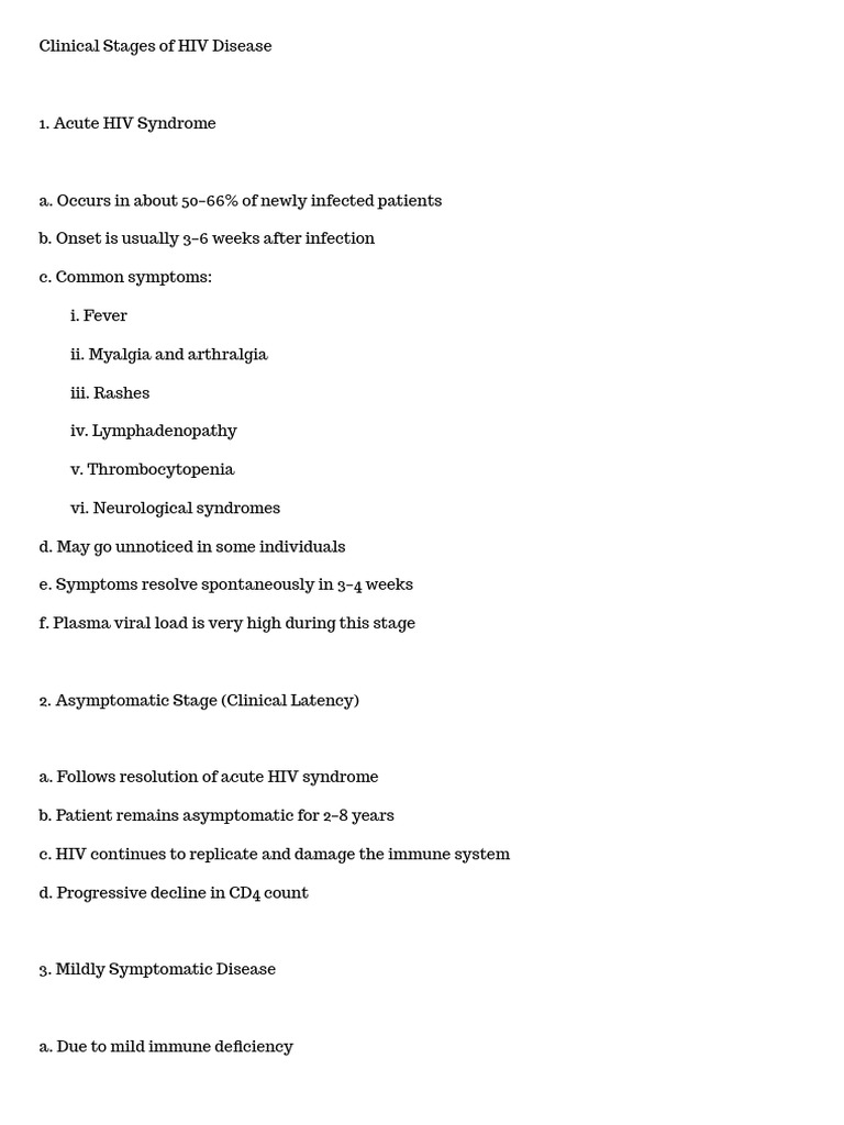 Clinical Stages of HIV Disease - 20250712 - 180031 - 0000 | PDF