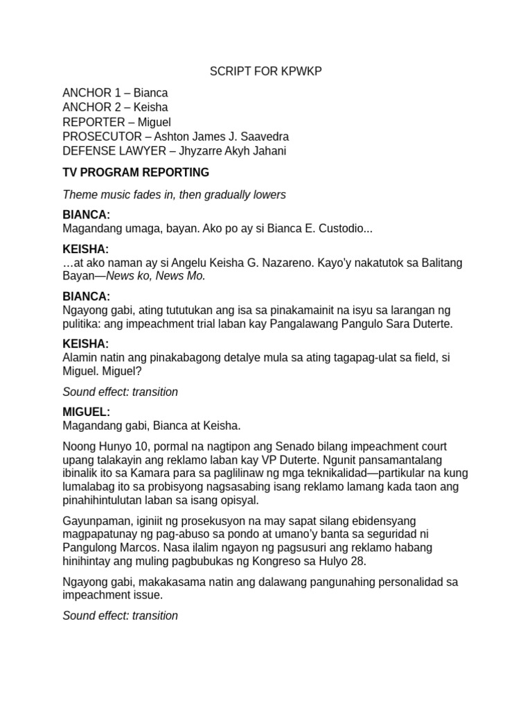 Script For KPWKP | PDF