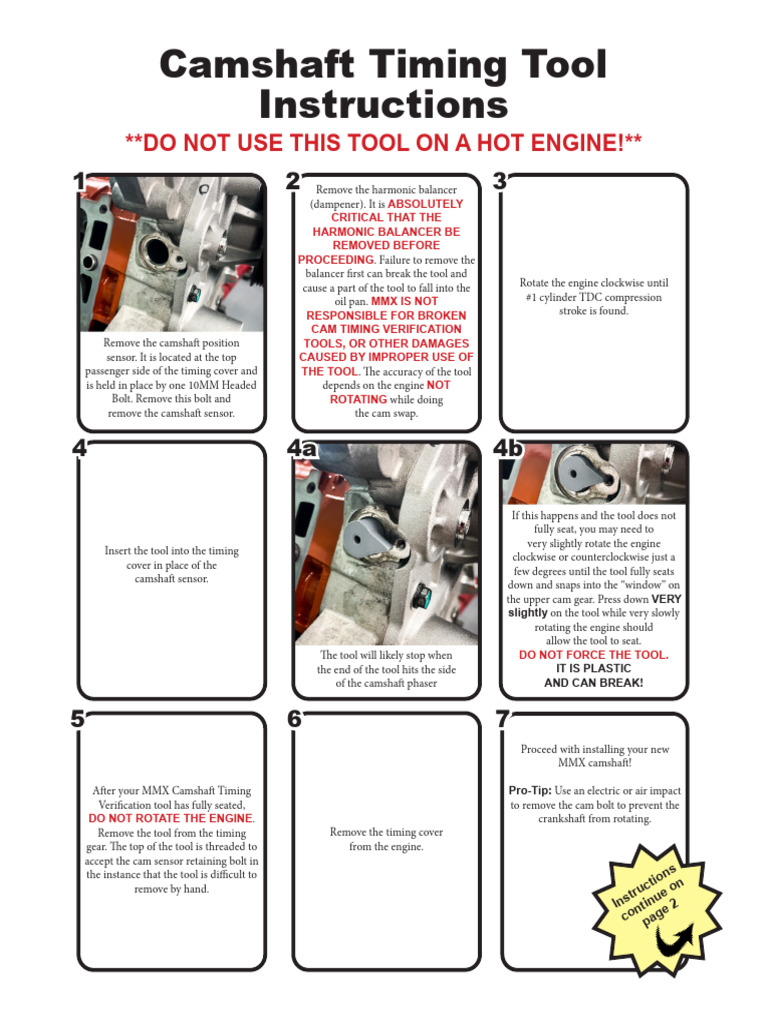 P 1751 MMX Camshaft Timing Tool Instructions | PDF | Vehicle Parts ...