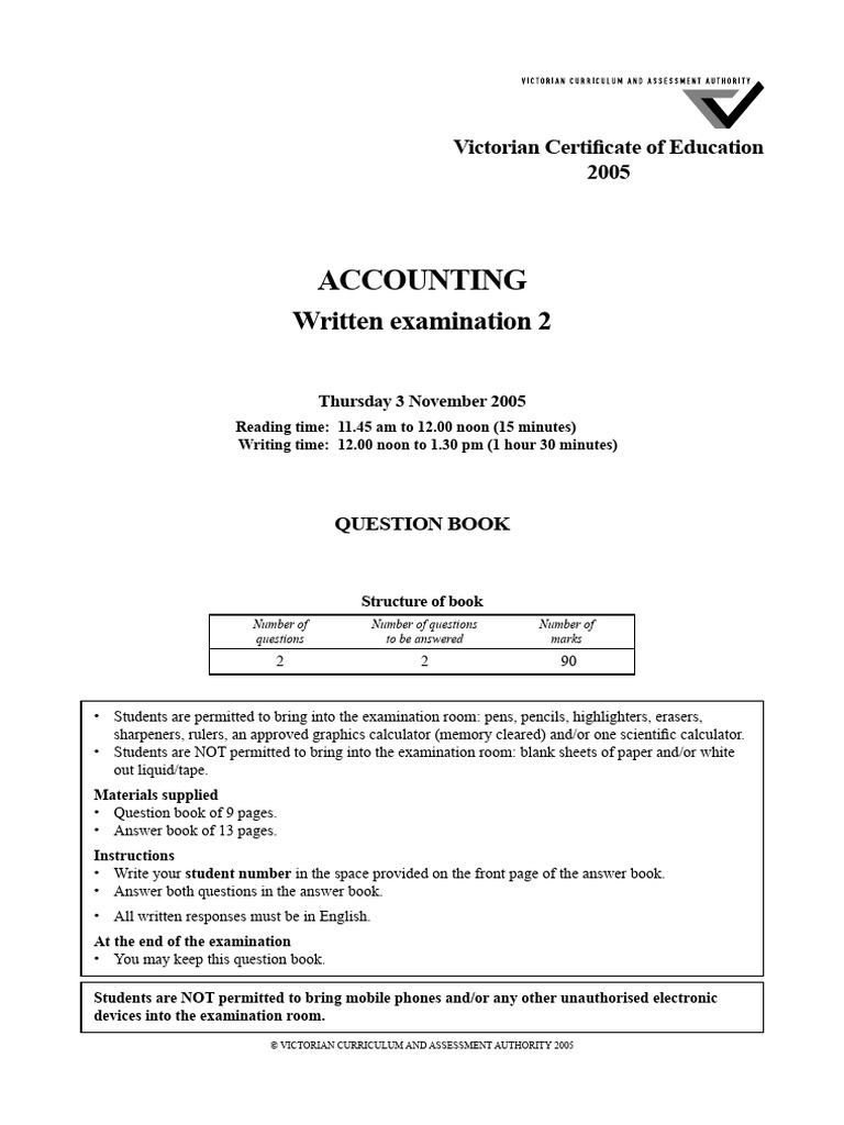 2005 Vcaa Unit 4 | PDF | Debits And Credits | Business