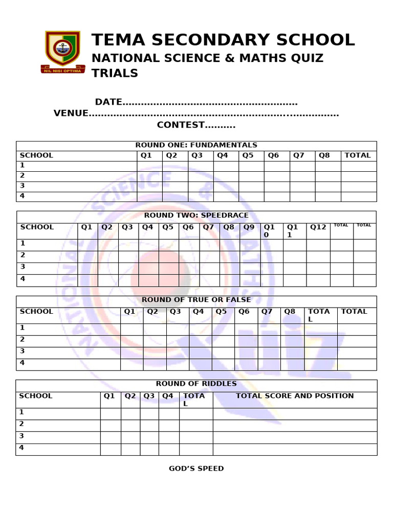 Temasco Scoresheet | PDF