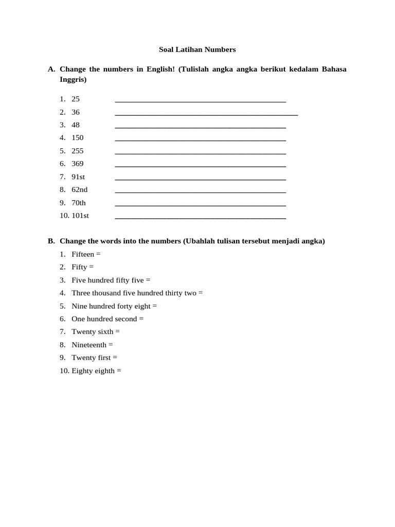 Soal Latihan Numbers | PDF