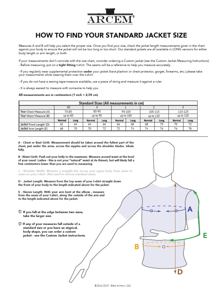 Arcem Jacket 201907 Standard en Revised | PDF | Seam (Sewing) | Clothing