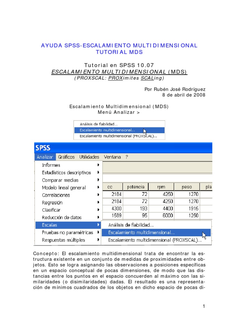 Ayuda SPSS-Escalamiento Multidimensional Tutorial MDS | PDF | Nivel de ...