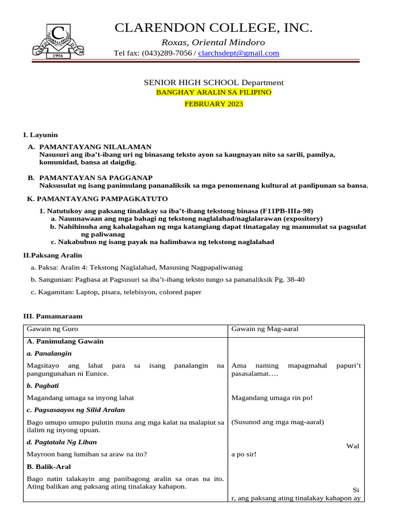 Lesson Plan Format | PDF