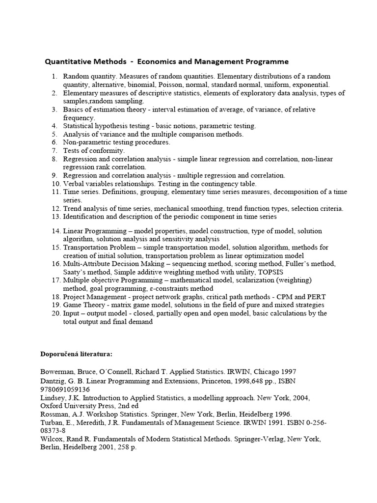 Quantitative Methods in Economics | PDF | Statistics | Regression Analysis
