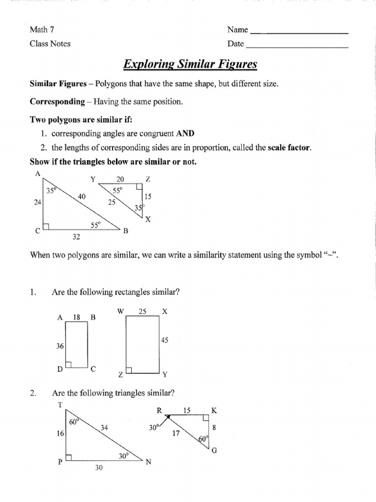 Similar Figures Notes and Problems-1-4 | PDF