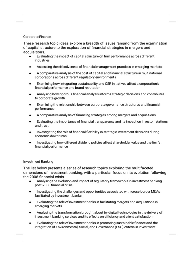 Topics Research Finance | PDF | Hedge Fund | Venture Capital