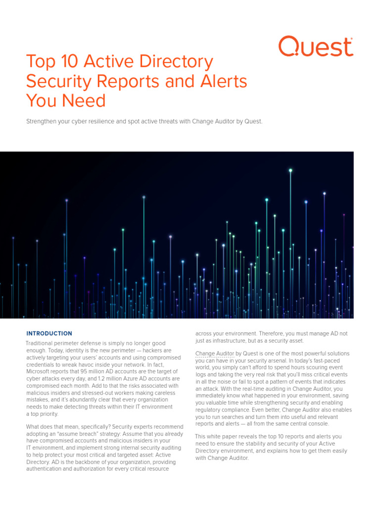 Top 10 Active Directory Alerts & Reports | PDF | Security | Computer ...