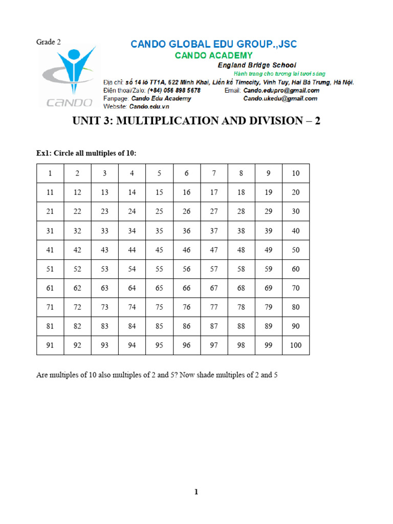 Grade 2 Multiplication & Division Exercises | PDF