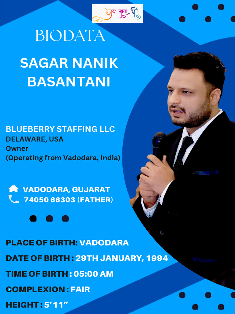 Sagar Nanik Basantani's Biodata | PDF
